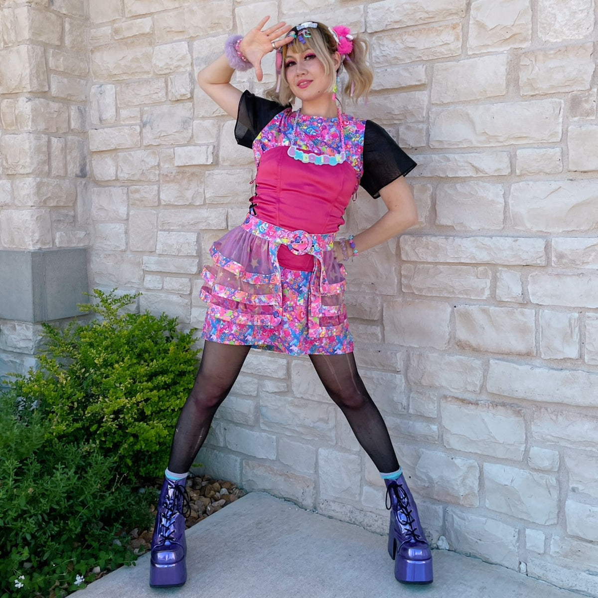 Organdy Sleeve Dress / Primal Pop Pastel | 6%DOKIDOKI WORLDWIDE WEB SHOP